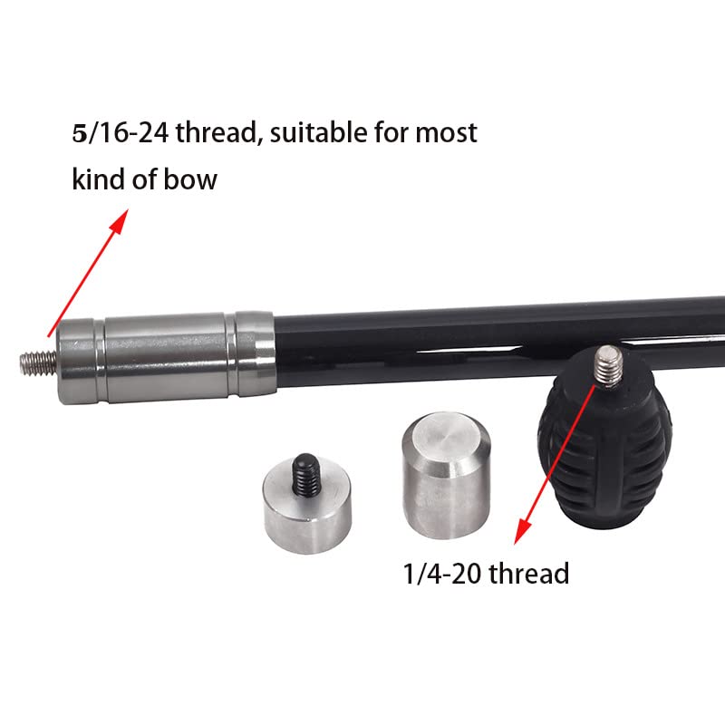 HNZMDY 3-30 Inch Archery Carbon Fiber Bow Stabilizer Balance Bar Rod Shock Absorber Damping System with Stabilizer Weight for Recurve Compound Bow (Grey, 28 inch)