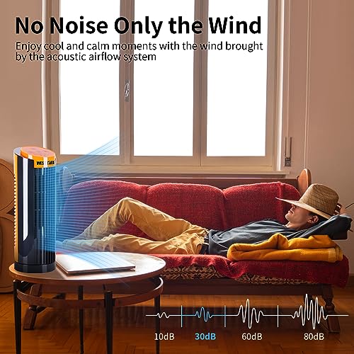 WESTTREE Tower Fan, Oscillating Fan with Remote Control,Portable Small Desk Fan Oscillating Fan for Indoors with 3 Speed,3 Mode,12H Timer, Personal Quiet Cooling Floor Fan Tower Fan for Bedroom Office