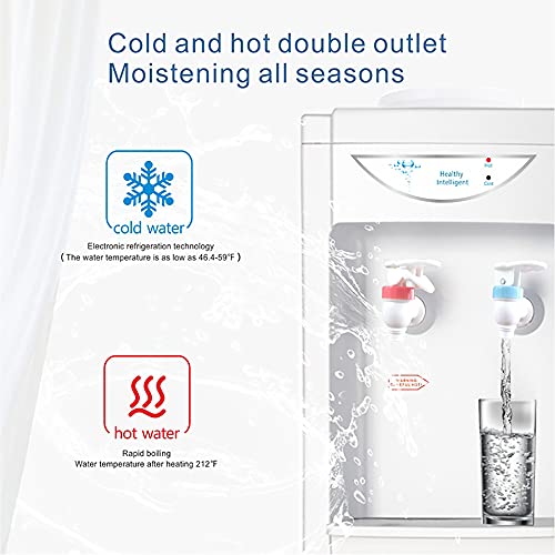 Hot & Cold Water Dispenser,Water Cooler Dispenser 5 Gallon Top-Loading Water Coolers with Child Safety Lock Removable Drip Tray & Storage Cabinet for Home Office (White)