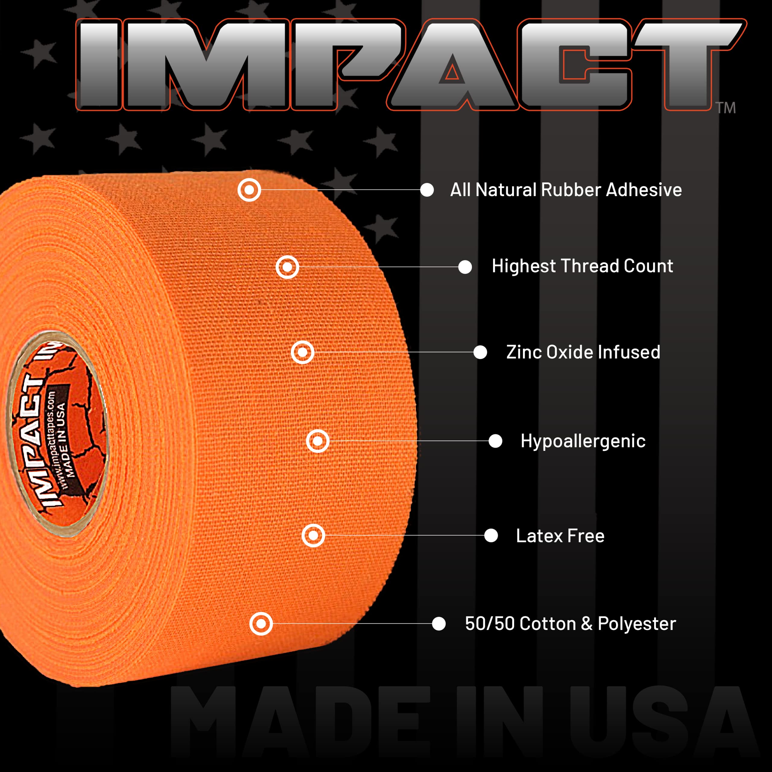 IMPACT Athletic Tapes – Black Athletic Tape - Black Athletic Split Tape 1.5" x 15 Yards (3 Pack) 50/50 Polyester & Cotton for Durability - 100% All Natural Adhesive – Hypoallergenic - Trainers Tape