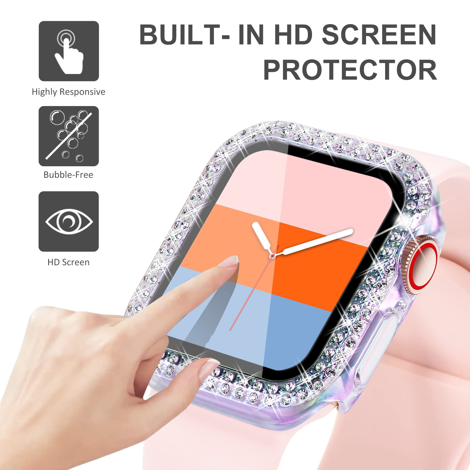 KADES Compatible for Bling Apple Watch Protective Case with Built-in Screen Protector for Apple Watch 38mm iWatch Series 3 2 1 (38mm, Elf)