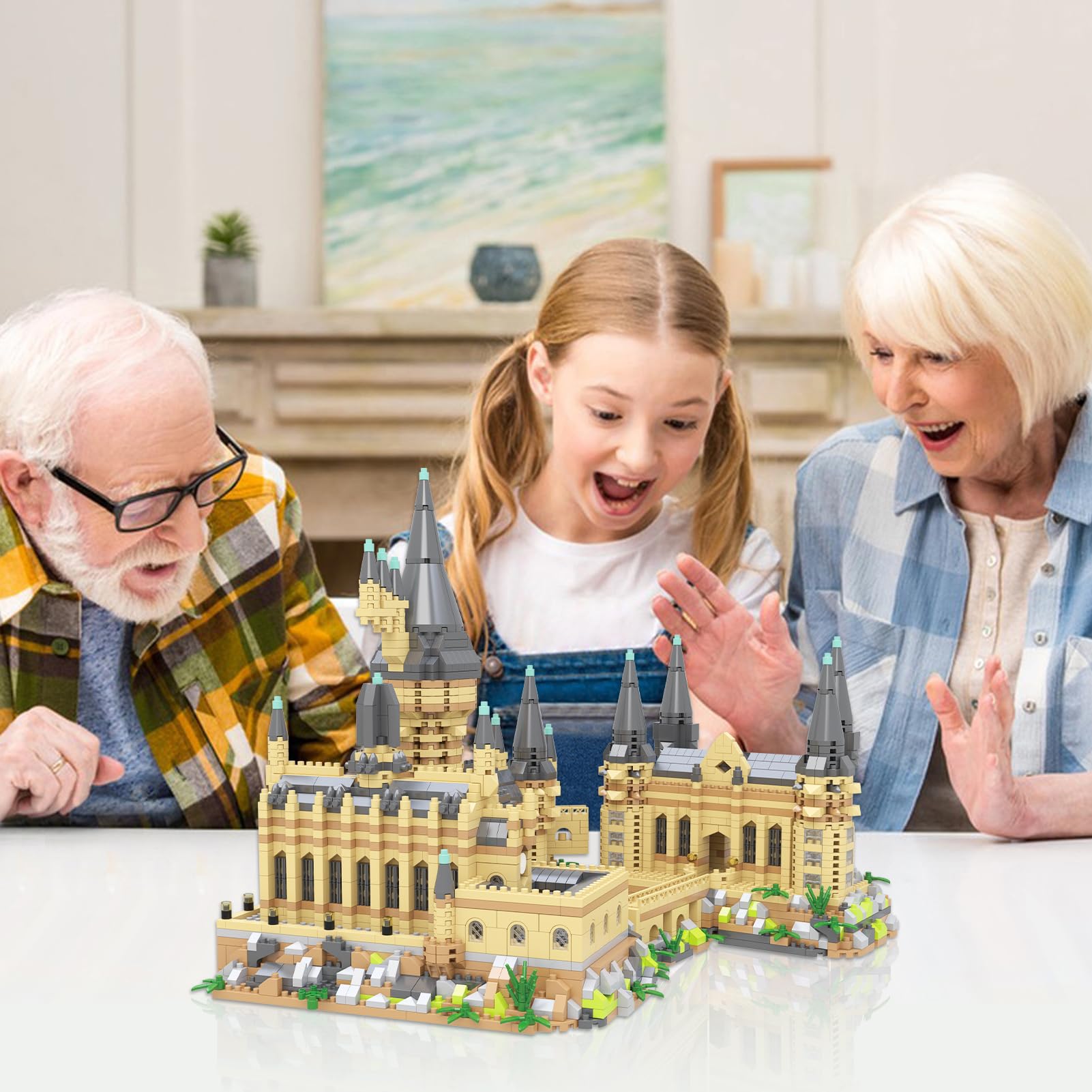 HSONLINE Magic Castle Building Block Sets, STEM Architecture Micro Building Sets for Adults, Magic School with Rector Office Building Toy Collectible Model Kit for Boys Girls Adult