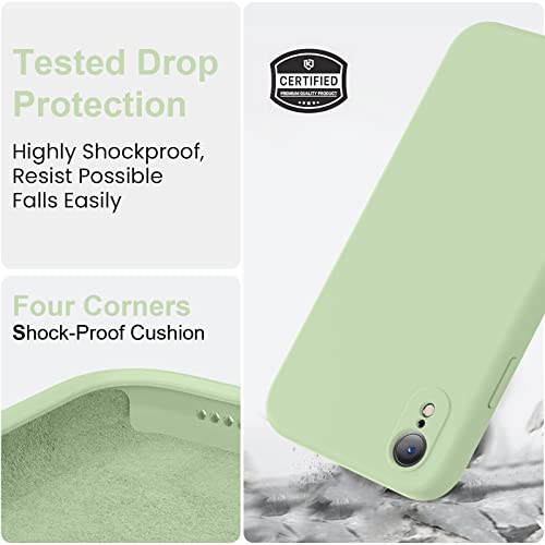 Vooii Compatible with iPhone XR Case, Upgraded Liquid Silicone with [Square Edges] [Camera Protection] [Soft Anti-Scratch Microfiber Lining] Phone Case for iPhone 10 XR 6.1 inch - Matcha