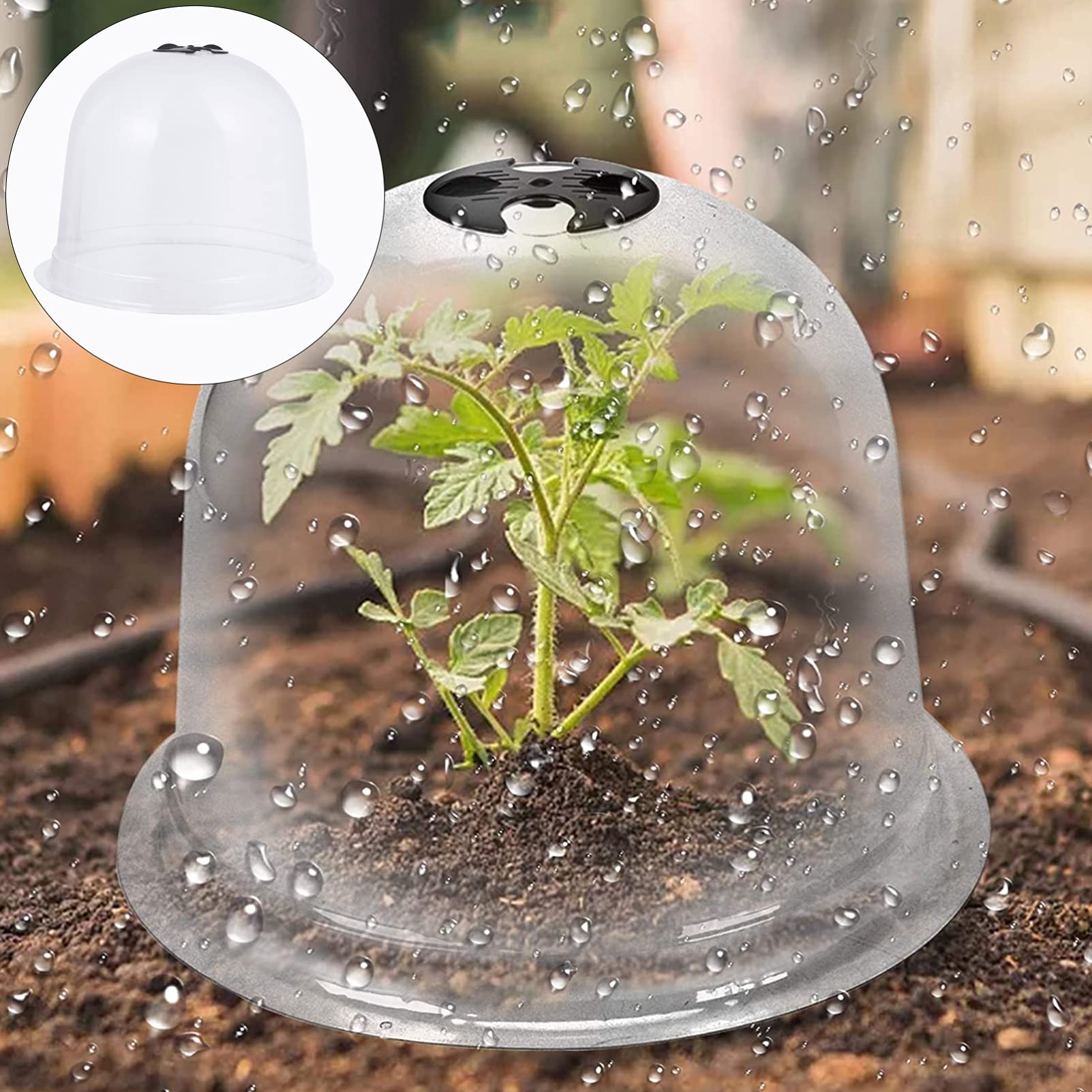 Hemoton 6pcs Plastic Plant Dome Bell Cover Garden Cloche Cover Moisturize Cover with 18 Ground Securing Pegs 10 Plant Label Humidity Dome for Seed Starter