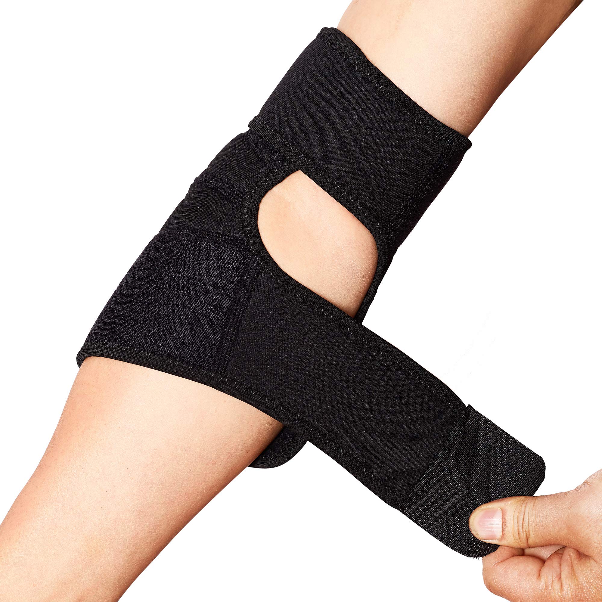 HIGHLOONG Adjustable Elbow Brace Support CoolMax Breathable Compression Arm Sleeve Wrap for Olecranon Joint Pain, Bursa Protection, Arthritis & Tendonitis Relief (One Size Fits Most)