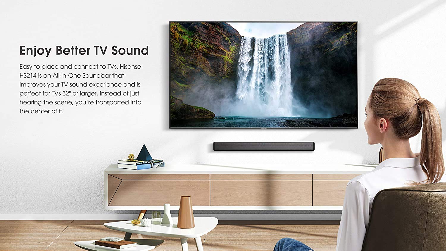Hisense 43-Inch 43H5500G Full HD Smart Android TV with Voice Remote (2020 Model) and 2.1 Channel Sound Bar Home Theater System with Bluetooth (Model HS214)