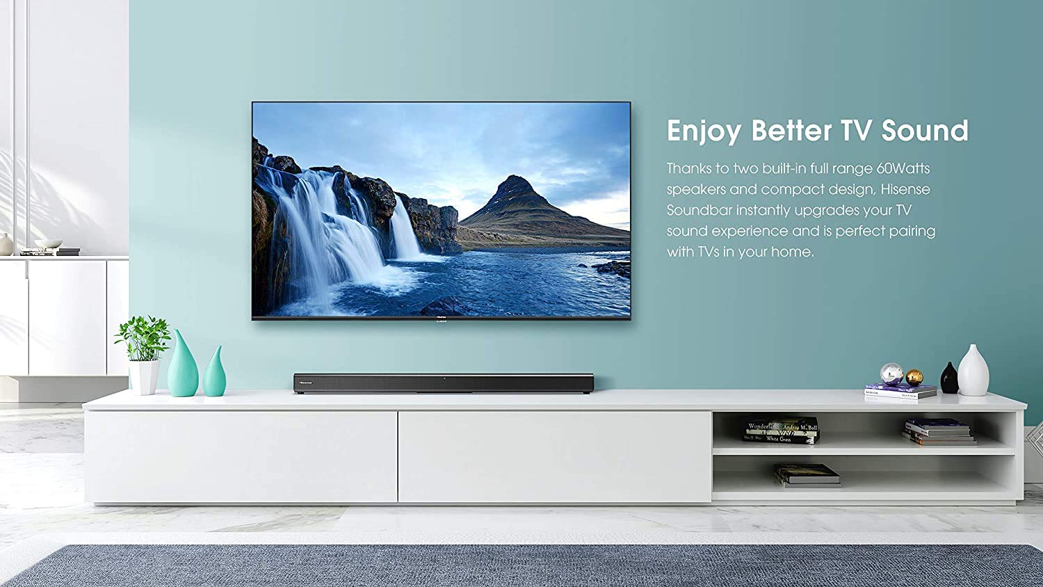 Hisense 85H6570G 85-Inch 4K Ultra HD Android Smart TV with Alexa Compatibility (2020) 2.0 Channel Sound Bar Home Theater System with Bluetooth (Model HS205)