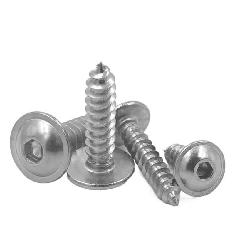 Hexagon Socket Screws 10pcs 304 Stainless Steel Pan Head Hexagon Socket Pad Self-Tapping Screws with Round Head Hexagon Socket Pad (Size : M5*12)