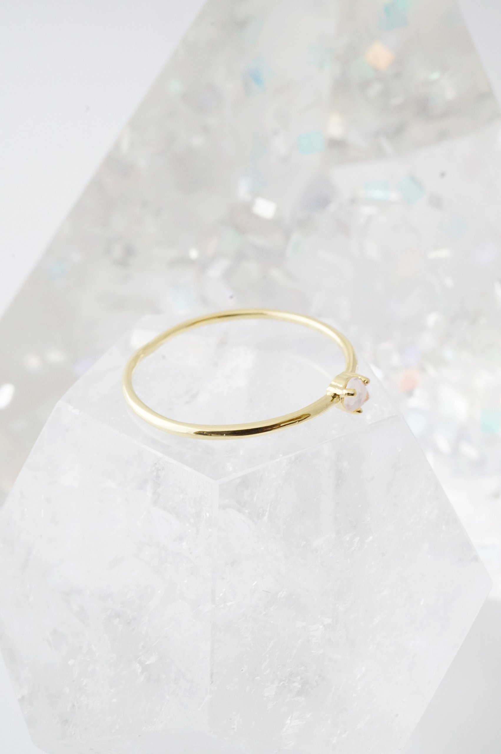 Honeycat Rose Quartz Crystal Point Ring in 18k Gold Plate | Minimalist, Delicate Jewelry (Gold 5)