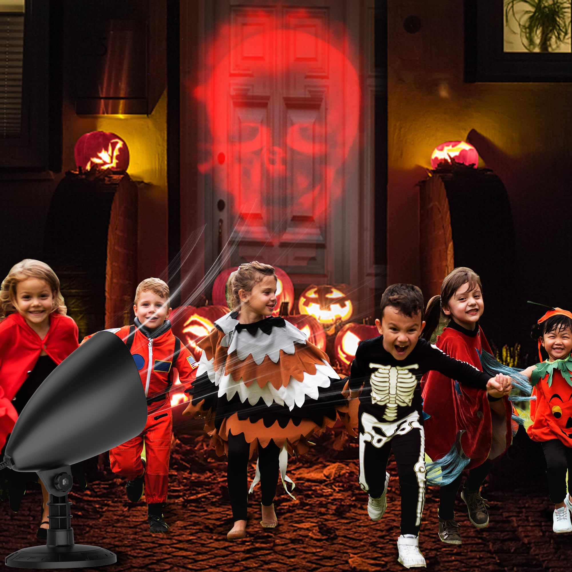 Halloween Projector Lights Outdoor GYLEFY Halloween Christmas Decorations Lights 3D Dynamic Skull Halloween Window Projector Waterproof Spooky Projector Lights Skeleton Scary Props Graveyard Indoor