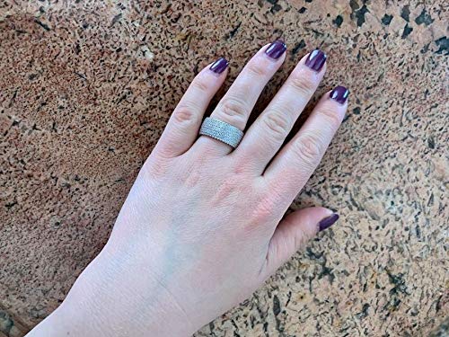 HarlemBling Real Solid 925 Silver - His Or Hers Micropave Ring - Wedding Band Or Pinky Ring Looks Nice On Anyone - Iced Out Eternity Hip Hop Band (7)