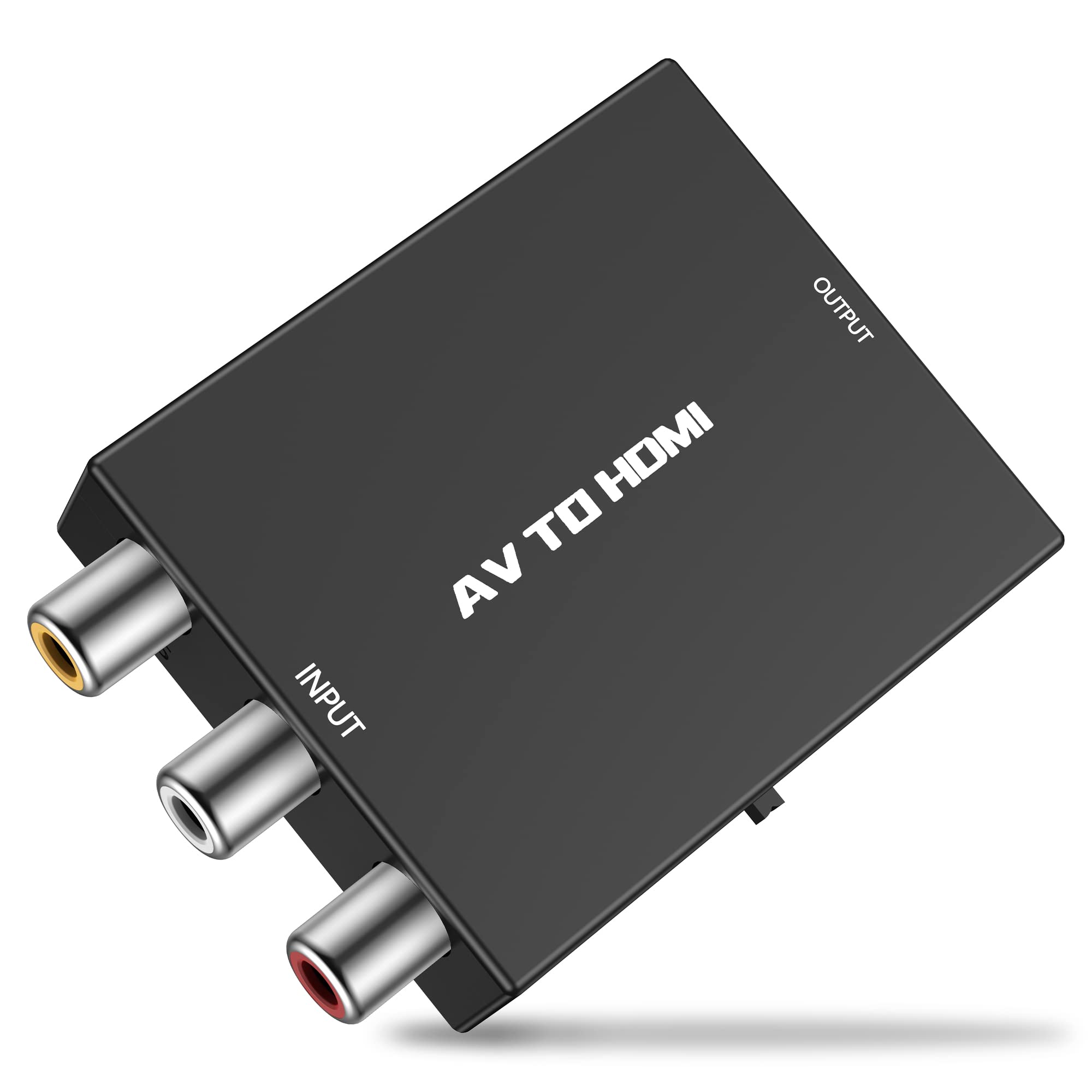 Hiprorca RCA to HDMI Converter, Mini AV to HDMI Converter, Composite CVBS Video Audio Converter Adapter for N64/PS2/ STB/VHS/VCR/DVD, Support PAL/NTSC