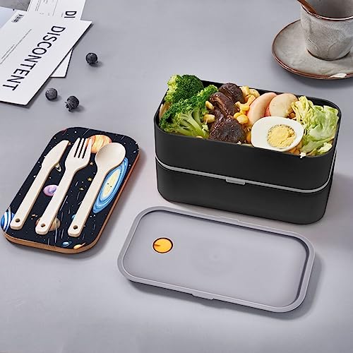 The Solar Family Adult Lunch Box, Bento Box, With Cutlery Set Of 3, 2 Compartments, Rectangular, Lunch Box For Adults