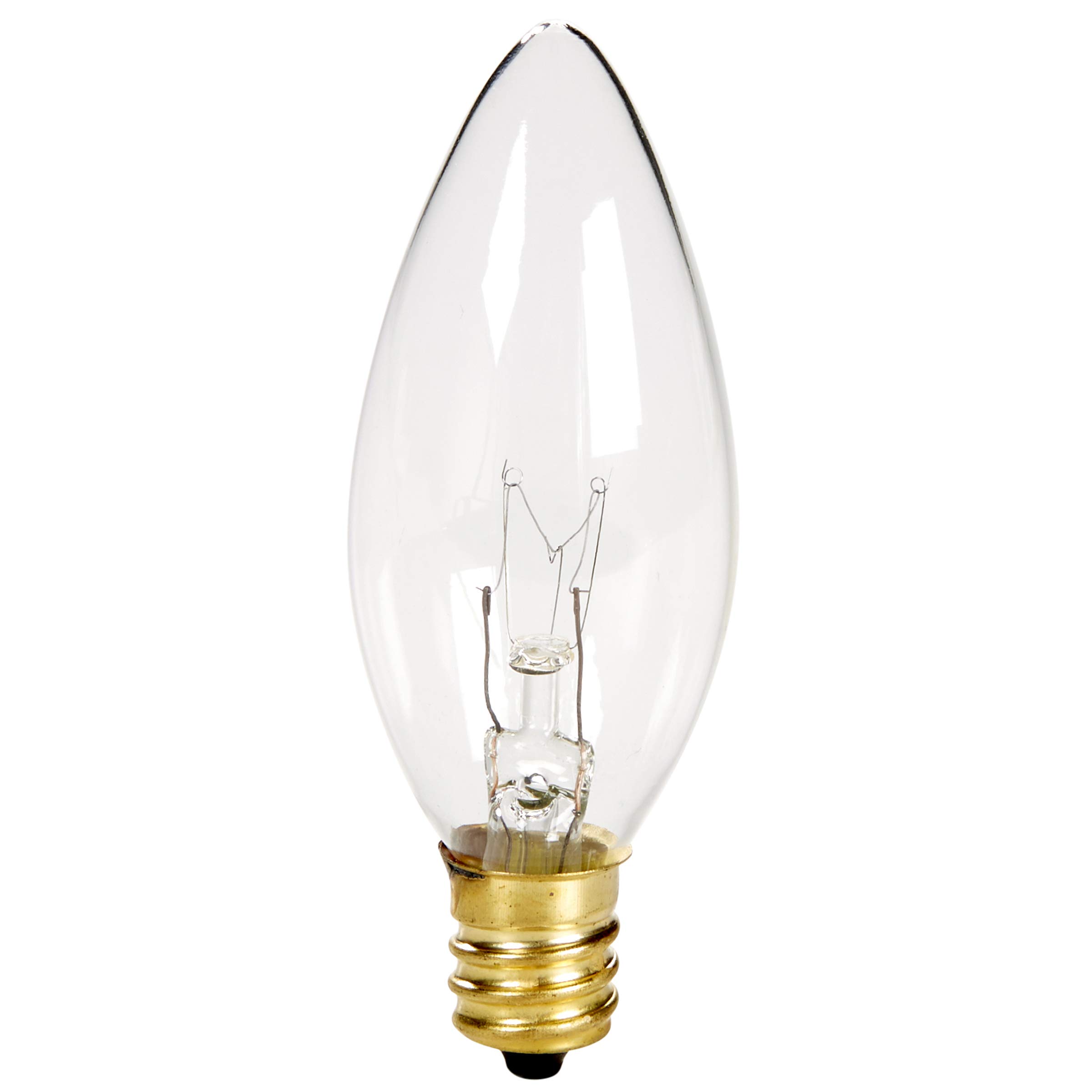 Holiday Joy - Crystal Clear Torpedo Tip Candelabra Replacement Bulbs - Great for Electric Window Candle Lamps - 7W - 120 Volts - E12 (12 Pack)