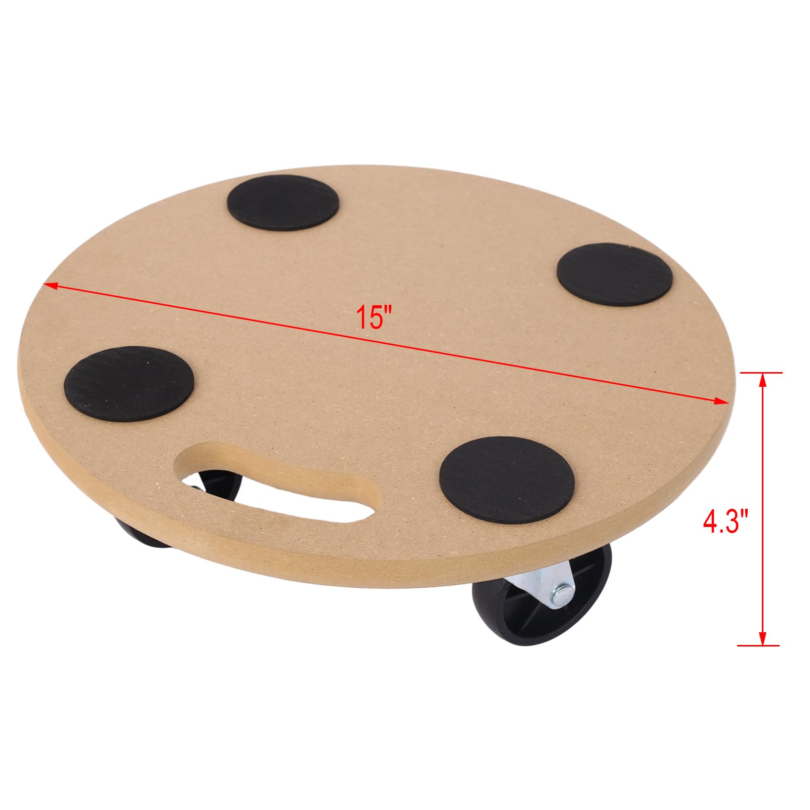 Heavy Duty Furniture Moving Dolly, Wood Rolling Mover with Wheels for Piano, Couch, Fridge, Heavy Items - Securely Holds 500 Lbs (2pcs 15" Round Platform), Black