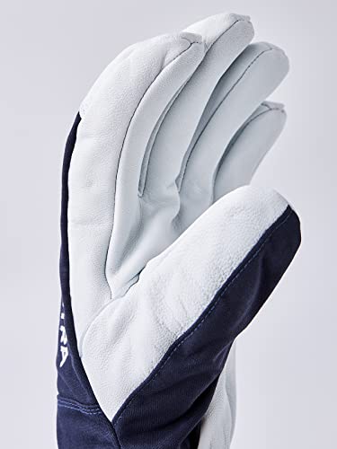 Hestra Army Leather Heli Ski Glove - Classic 5-Finger Snow Glove for Skiing, Snowboarding and Mountaineering, Navy, 8