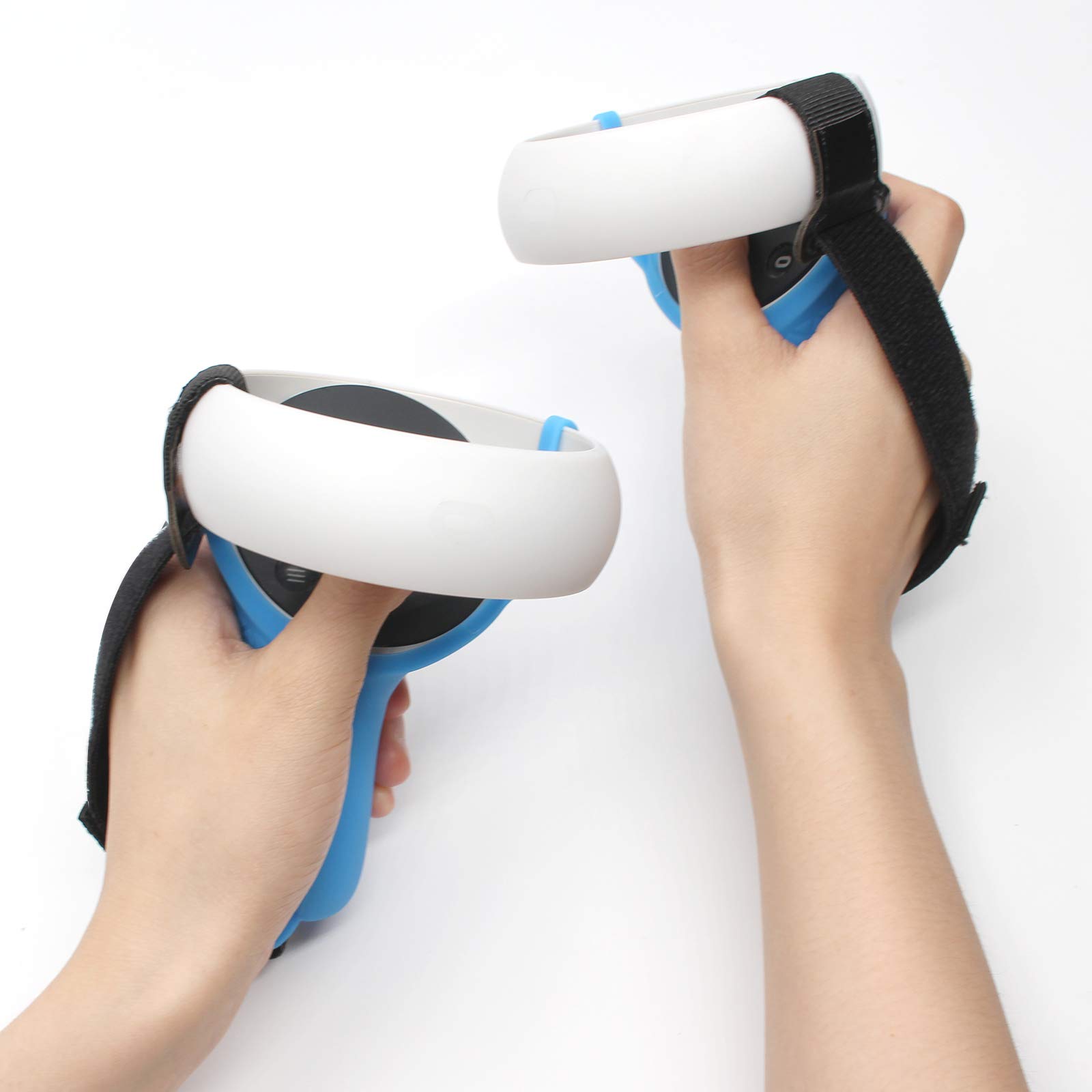 HIJIAO Knuckle Strap & Controller Grip Skin for Oculus Quest 2 (Blue)