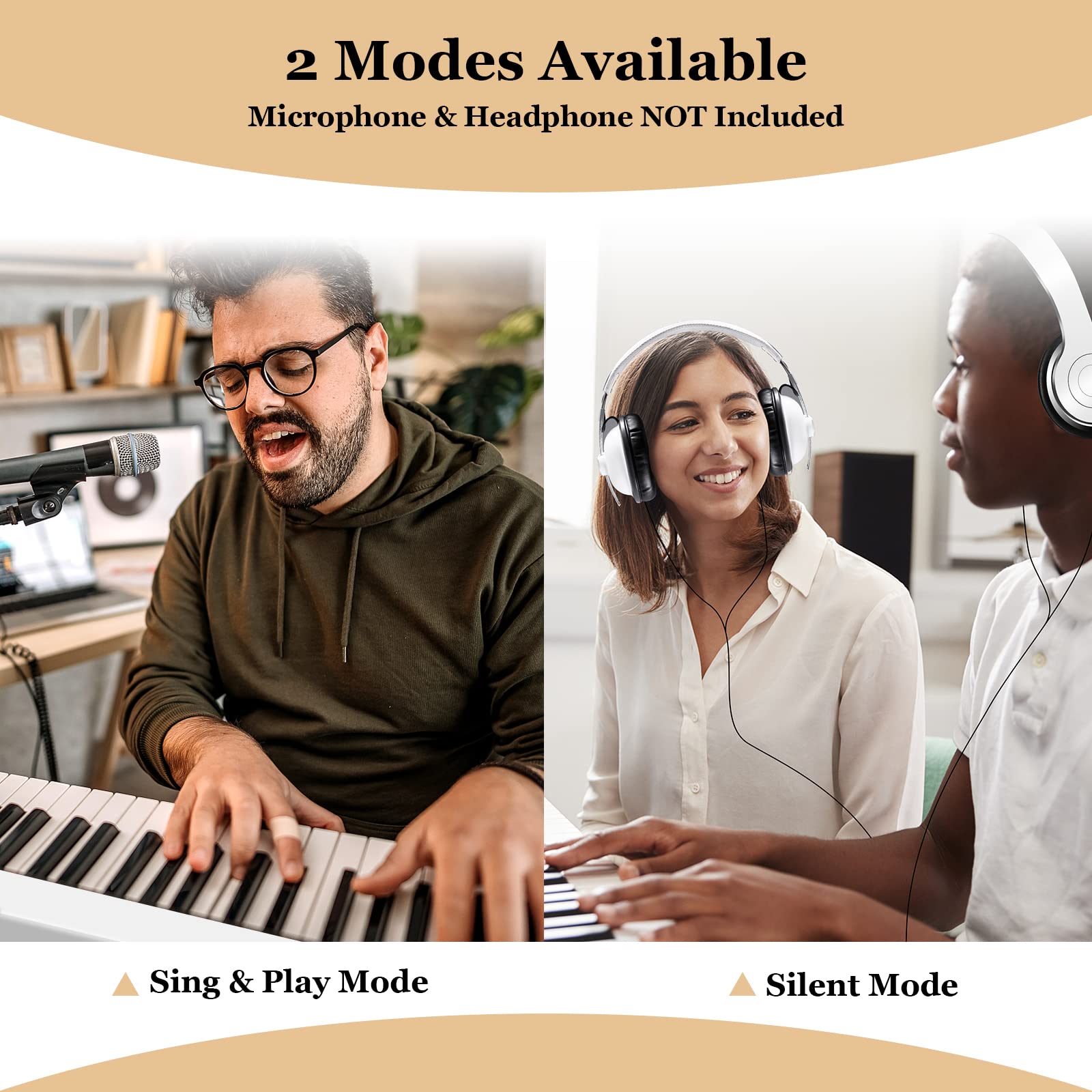 HONEY JOY Digital Piano 88 Key Semi-Weighted, Full Size Portable Electric Piano Keyboard with Sustain Pedal, MIDI Touch Sensitive Keyboard with Bluetooth, Musical Teaching Keyboard Toy (White)