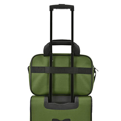U.S. Traveler Rugged Fabric Expandable Carry-on Luggage Set, Green, 4 Wheel