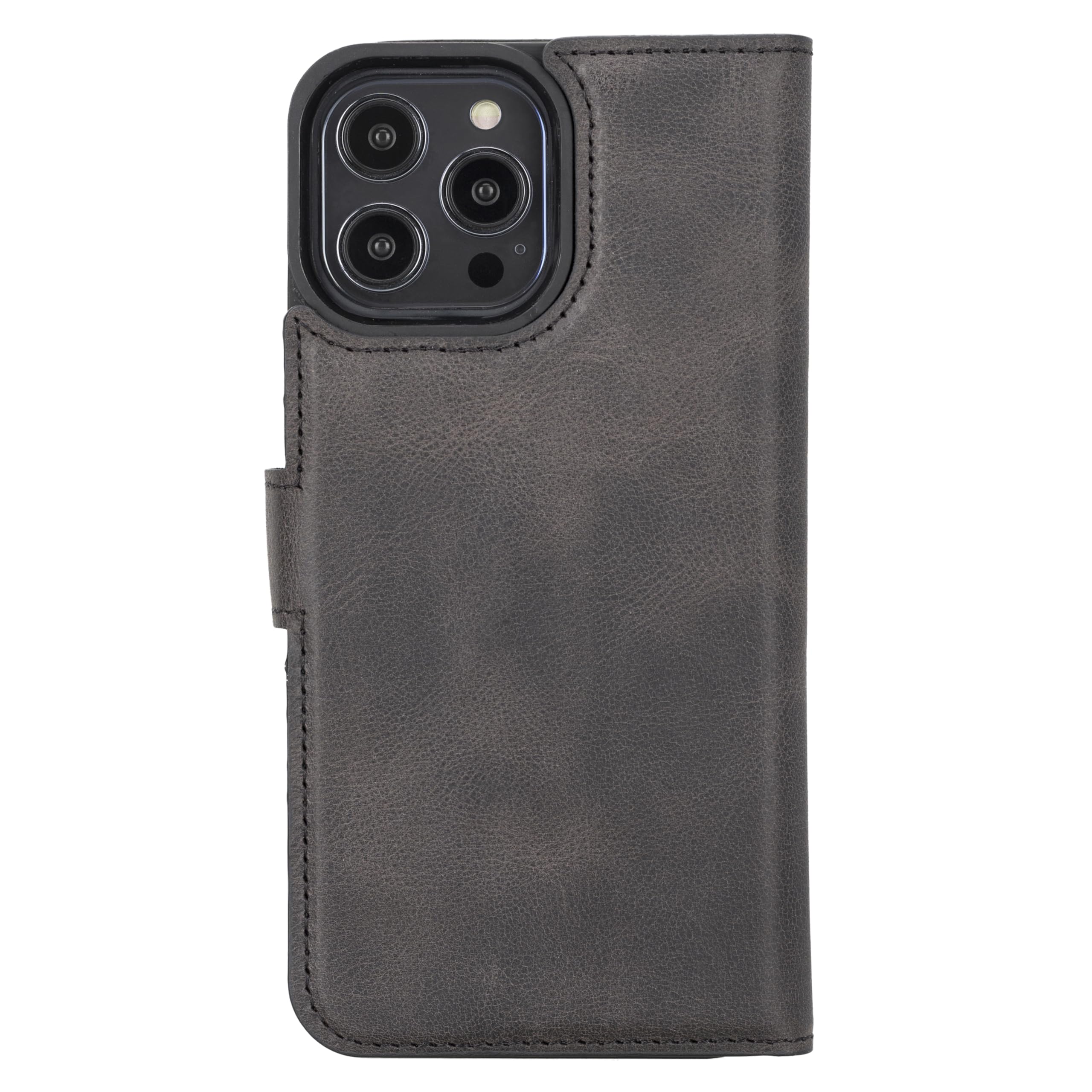 HARDISTON Genuine Leather Handmade Wallet Case Compatible with iPhone 14 Pro Max - MagSafe Compatible - Detachable Magnetic Flip Cover with Card Holders - Horizontal Kickstand (Amber)