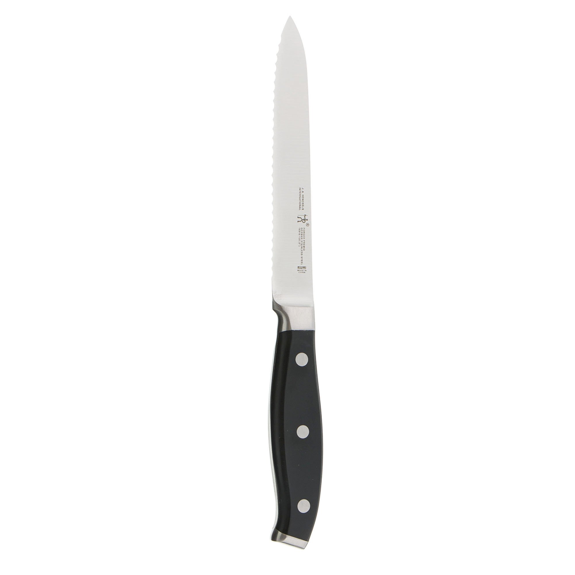 HENCKELS Forged Premio 14-pc Knife Set with Block, Chef Knife, Paring Knife, Utility Knife, Steak Knife Set, Black, Stainless Steel