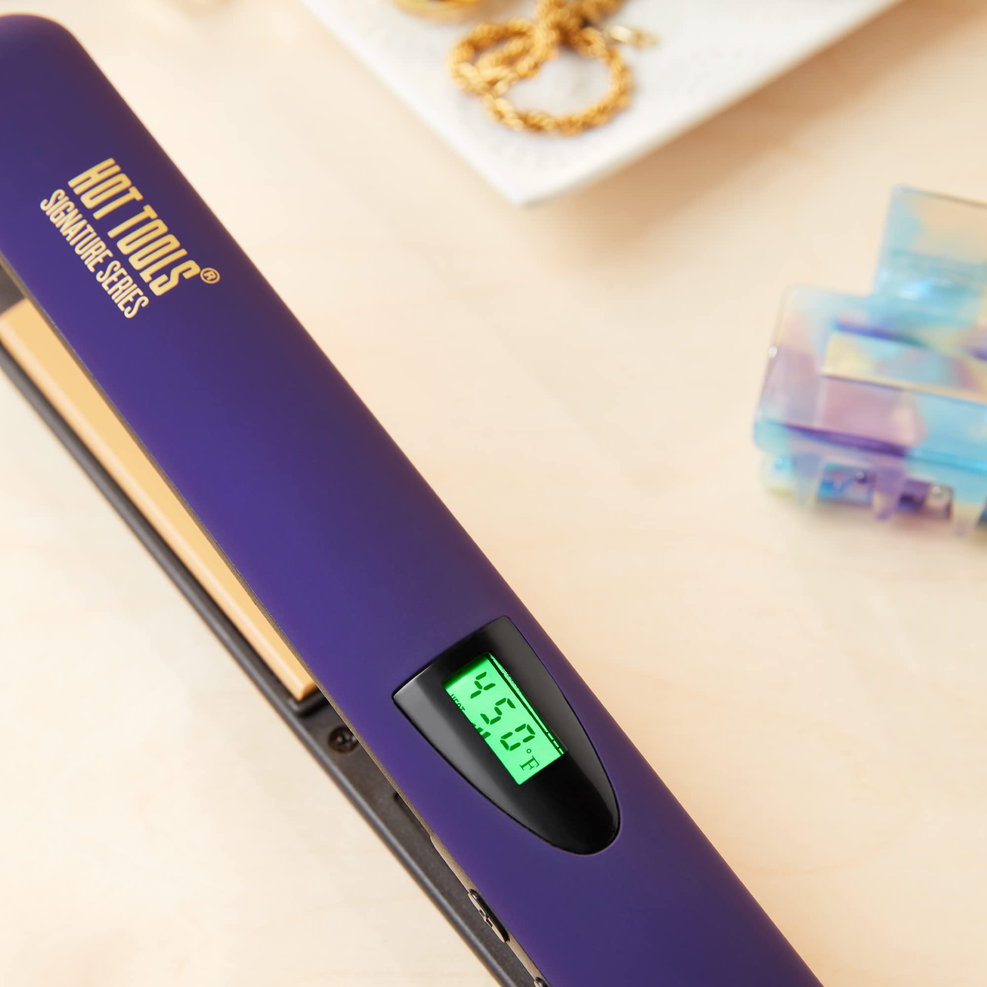 Hot Tools Pro Signature Ceramic Digital Hair Flat Iron | Silky, Smooth Professional-Quality Styles, (1 in)