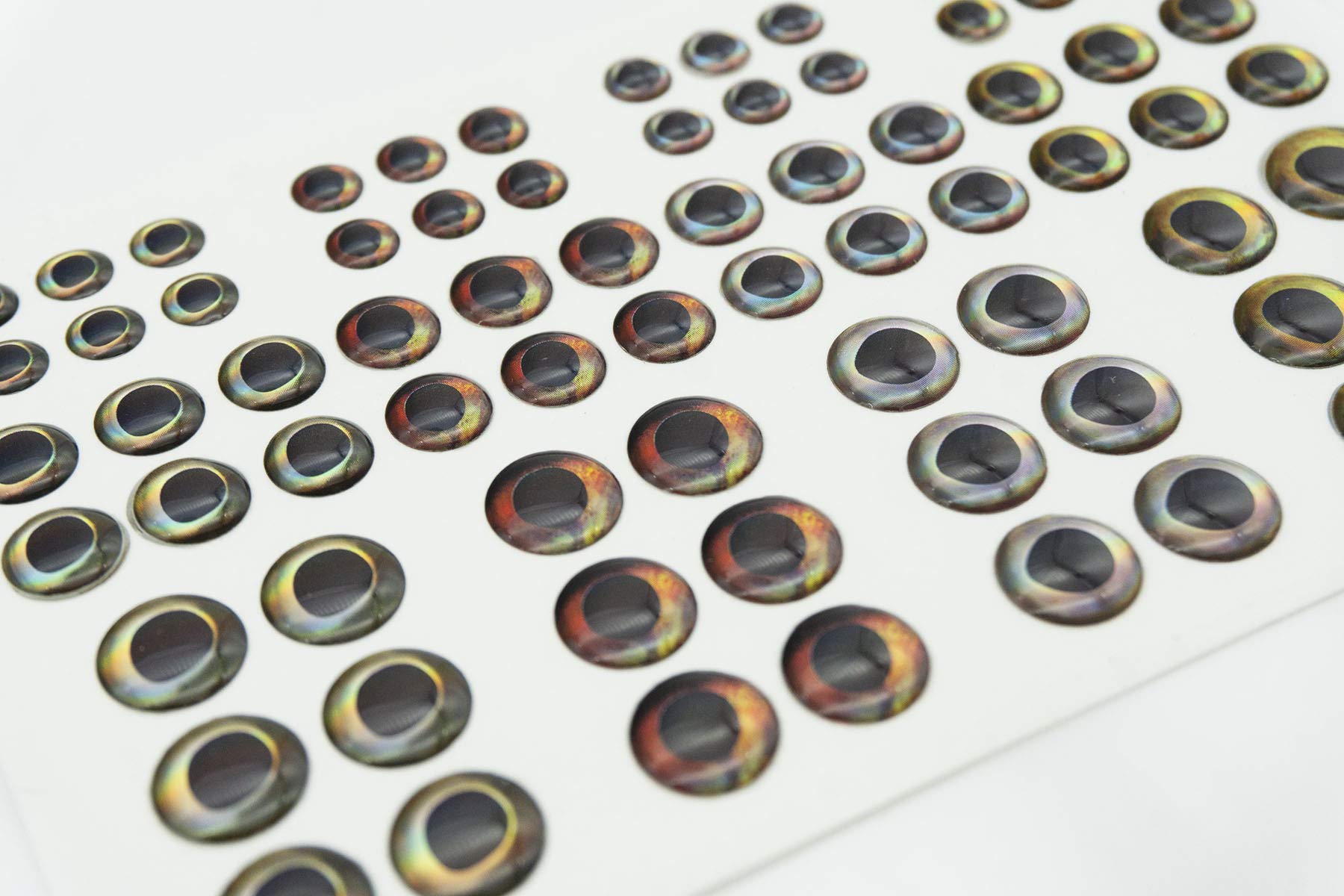 HTHYLURE 216 PCS Fishing Lure Eye Self Stick Lizard Reptile 3D 4D Eye Fly Tying Variety Simulation Making Fly Tying Fake Fish Eyes Artificial Holographic Fake Eyes 72PCS/Set with 3 Set 6mm