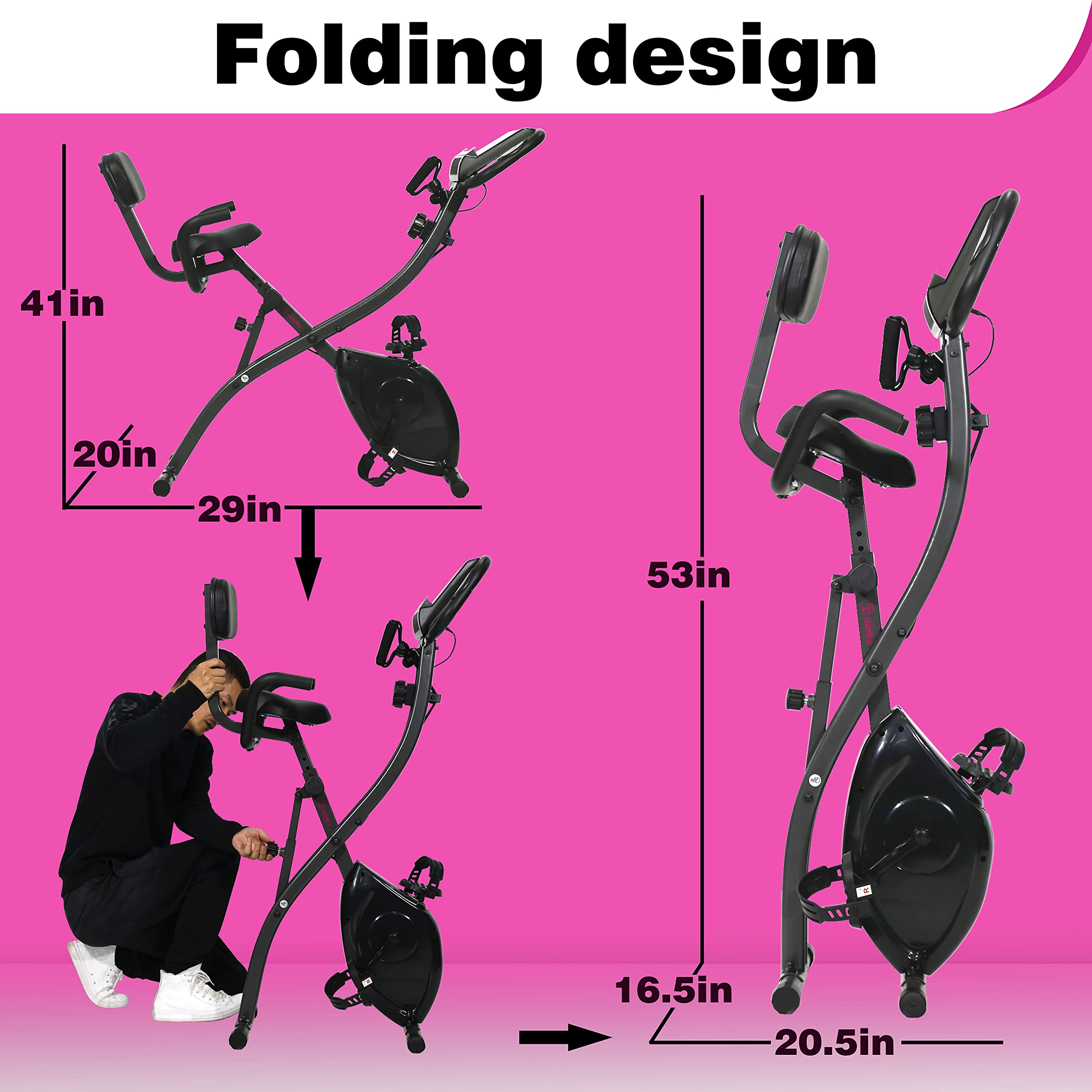 Indoor Stationary Folding Exercise Bike,the fitness machine with Resistance Belt, backrest and Digital Monitor,essential exercise equipment for Home gym workout use