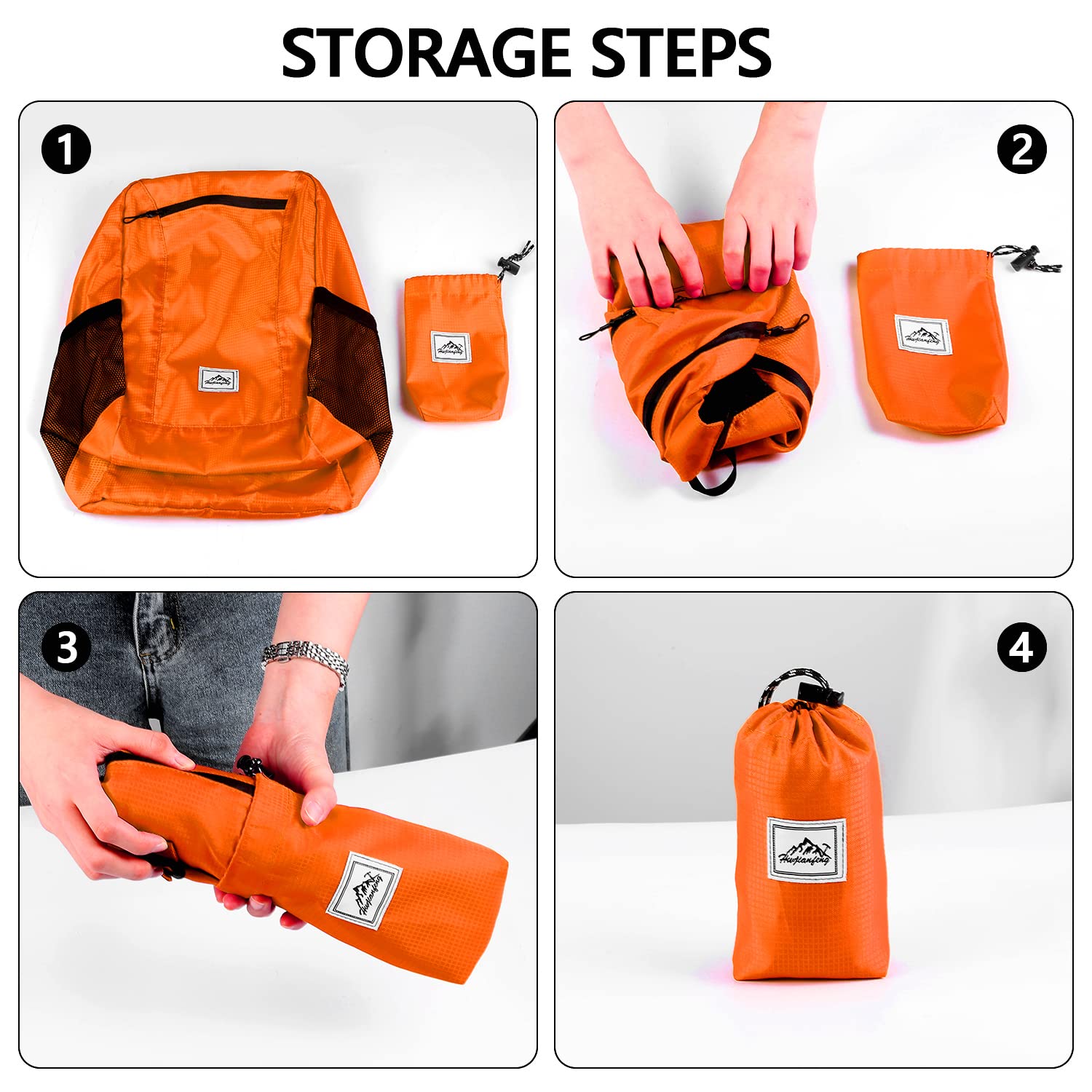 Hiking Backpack Ultra Lightweight Packable Camping Backpack Waterproof Travel Outdoor Hiking Daypack for Women Men(Orange 16L)