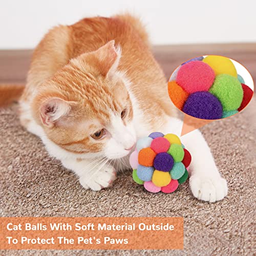 Retro Shaw Woolen Cat Toy Balls with Bell and Fuzzy Balls, Interactive Toys for Indoor Cats and Kittens, Chew Toys, 6 Pack