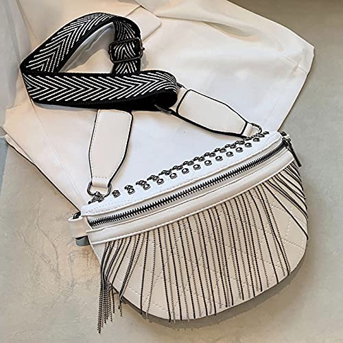 Heidi Women's Small Studs Crossbody Handbag Fashion Shell Shape Shoulder Messenger Bag (White)