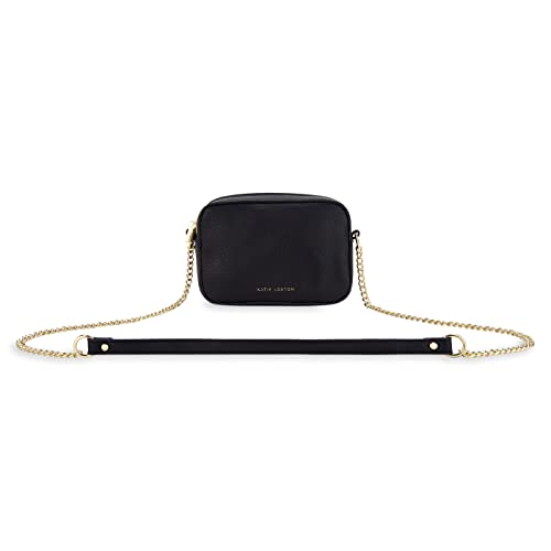 KATIE LOXTON Millie Small Womens Vegan Leather Chain Strap Mini Crossbody Clutch Handbag Purse Black