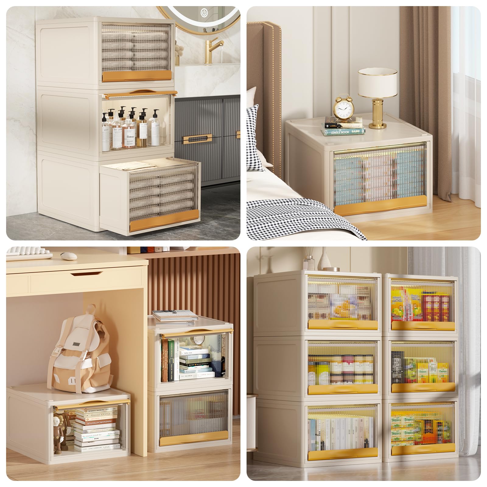 HAIXIN Storage Bins with Drawers, Stackable Storage Drawers, Dual Ways Opening Closet Organizer, Bathroom Organizer, 3 Drawer Storage Organizer, Plastic Drawers, Drawer Unit for Office and Bedroom