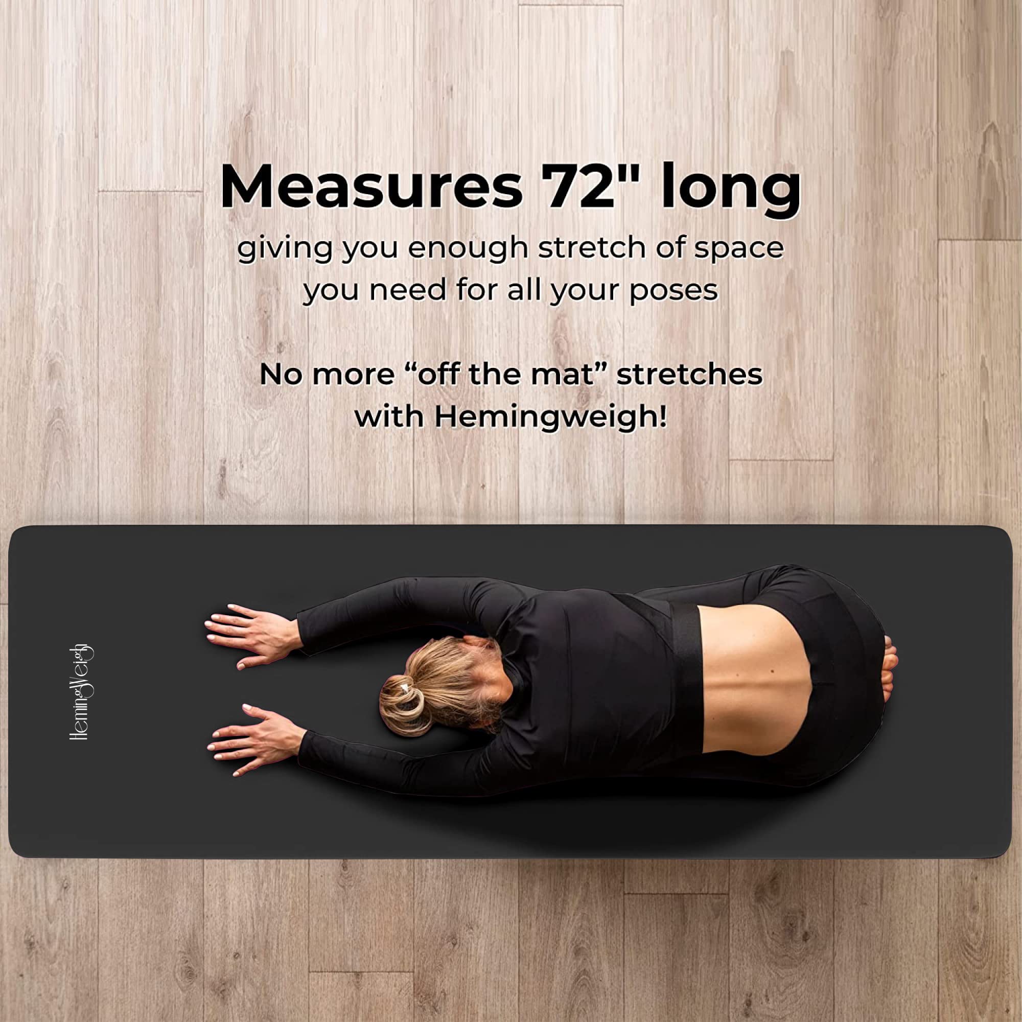 HemingWeigh Yoga Mat for Outdoor and Indoor Exercise with Strap Carrier, High Density 1/2 Inch Thick Foam, Black