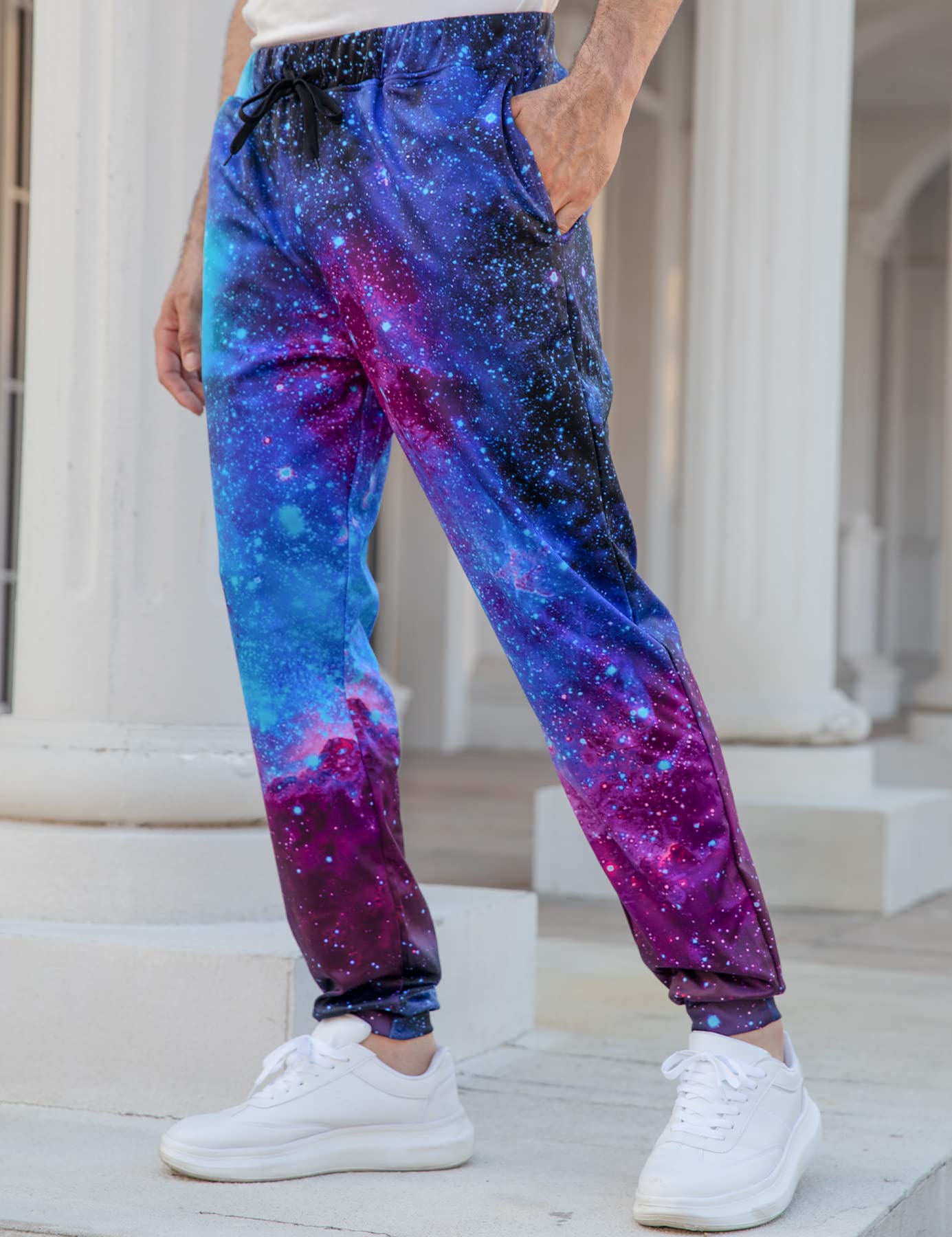 Idgreatim Women Men Galaxy Joggers Sweatpant Cool 3D Graphic Printed Hip Hop Sport Pants with Pockets S