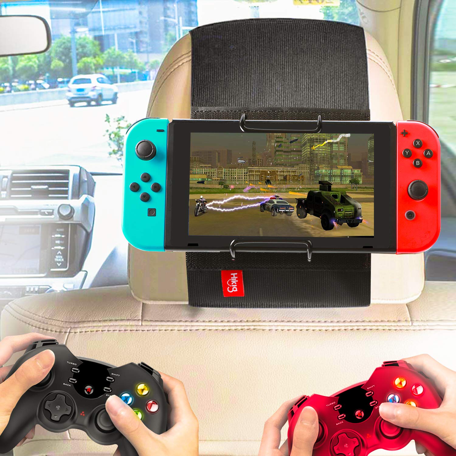 Hikig Car Headrest Mount Holder for Nintendo Switch Game Machine, Smart Phone and Other Tablets/Also fit for Planes Tray Table