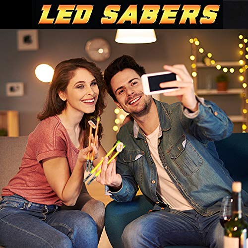 LIGHTSABER CHOPSTICKS LIGHT UP STAR WARS LED Glowing Light Saber Chop Sticks REUSABLE Sushi Lightup Sabers - Removable Handle Dishwasher Safe - Premium GIFT BOX & CARRY CASE Included - YELLOW 1 PAIR