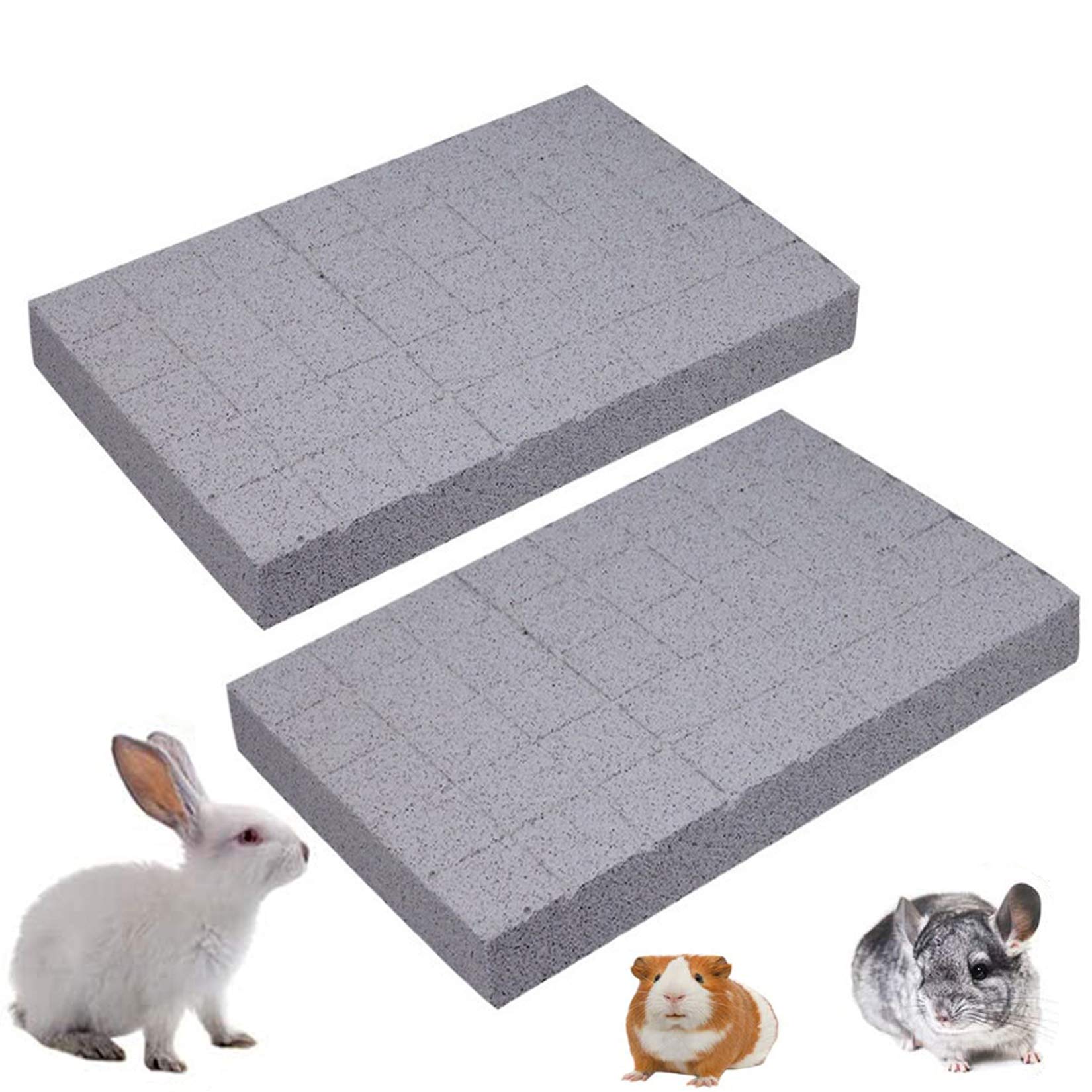 Hamiledyi 4PCS Rabbit Scratching Pad Bunny Scratch Board Grinding Claw Pad Small Animal Foot Pads Lava Grinding Teeth Stone Chew Toy for Rabbit Guinea Pig Rat Gerbil Chinchilla Cage Accessories