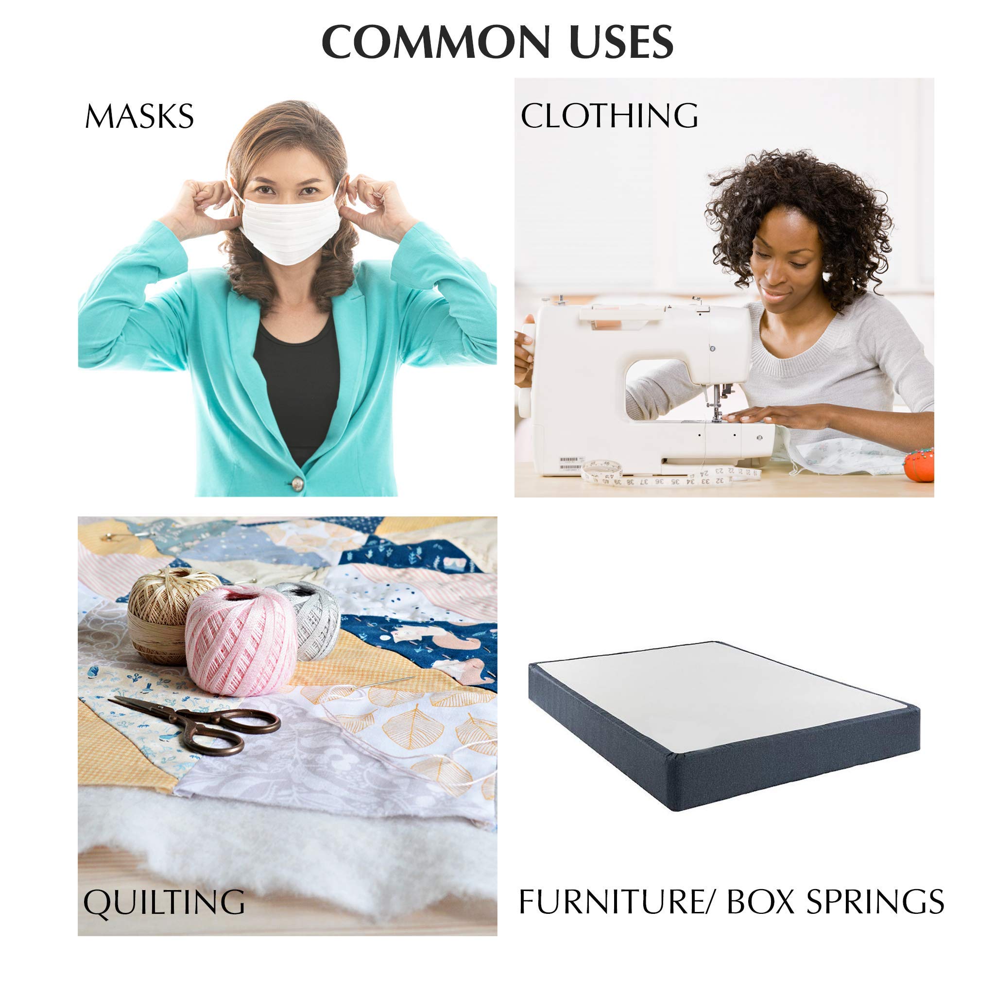 House2Home 40 Inch x 1 Yard Non-Woven Interfacing Lining Fabric, 100% Polypropylene Fabric, Heavy Weight Non-Fusible Interfacing, Great for Masks, Sewing, and Air Filter Fabric