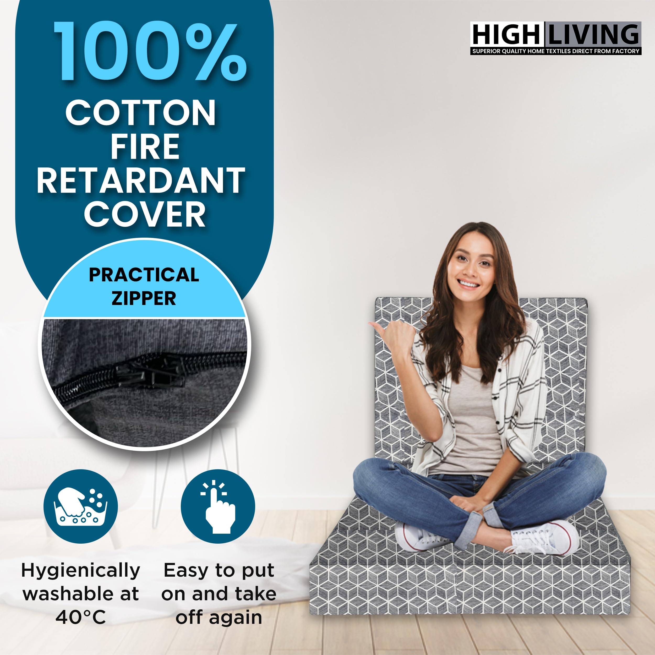 Tri Folding Mattress Single Size - 4 Inch Foldable Mattress Portable Tri-fold Mattress with Washable Cover, Non-Slip Bottom Mattress Guest Bed, 75"x25"x4"