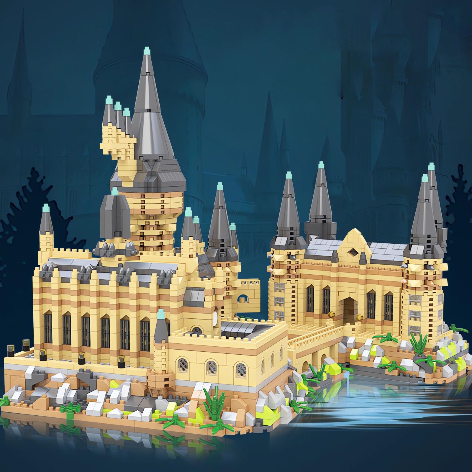 HSONLINE Magic Castle Building Block Sets, STEM Architecture Micro Building Sets for Adults, Magic School with Rector Office Building Toy Collectible Model Kit for Boys Girls Adult