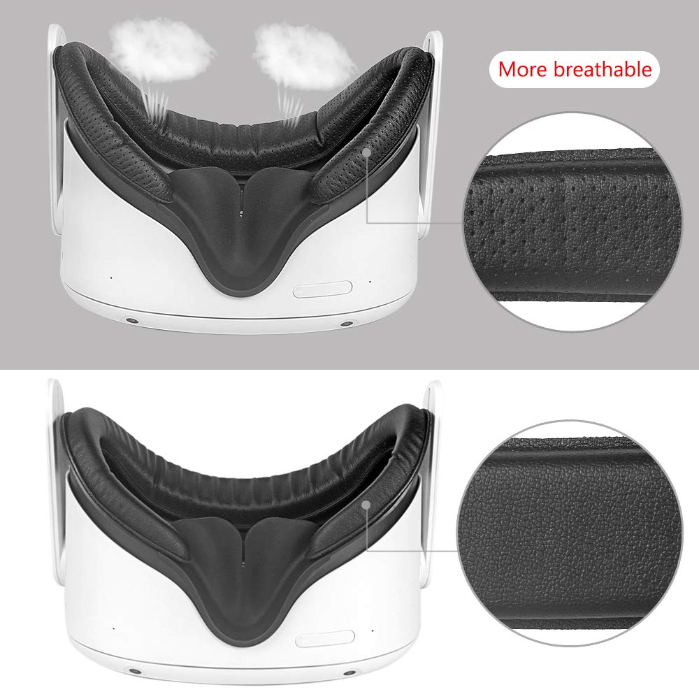 HIJIAO Latest Upgrade Accessories for Oculue Quest 2, including VR Facial Interface Bracket & PU Leather Foam Face Cover Pad Replacement & Protective Lens Cover for Oculus Quest 2