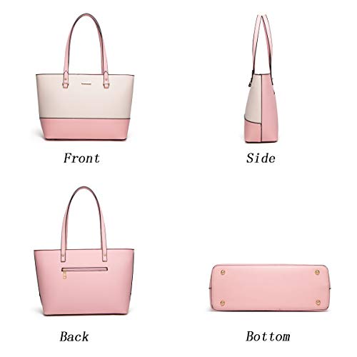 Women Fashion Synthetic Leather Handbags Tote Bag Shoulder Bag Top Handle Satchel Purse Set 4pcs