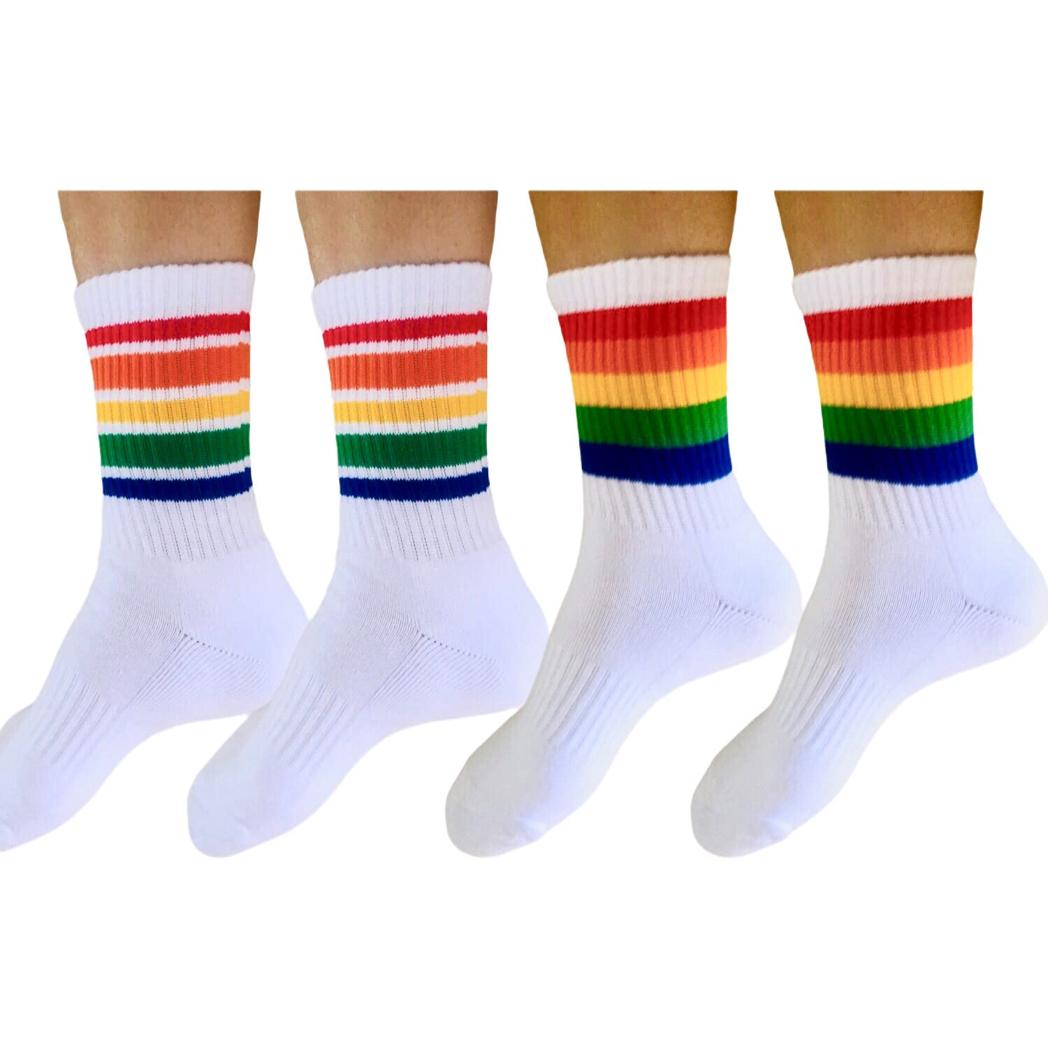 HILGBTQ Rainbow Athletic socks for men&women white 2-pairs