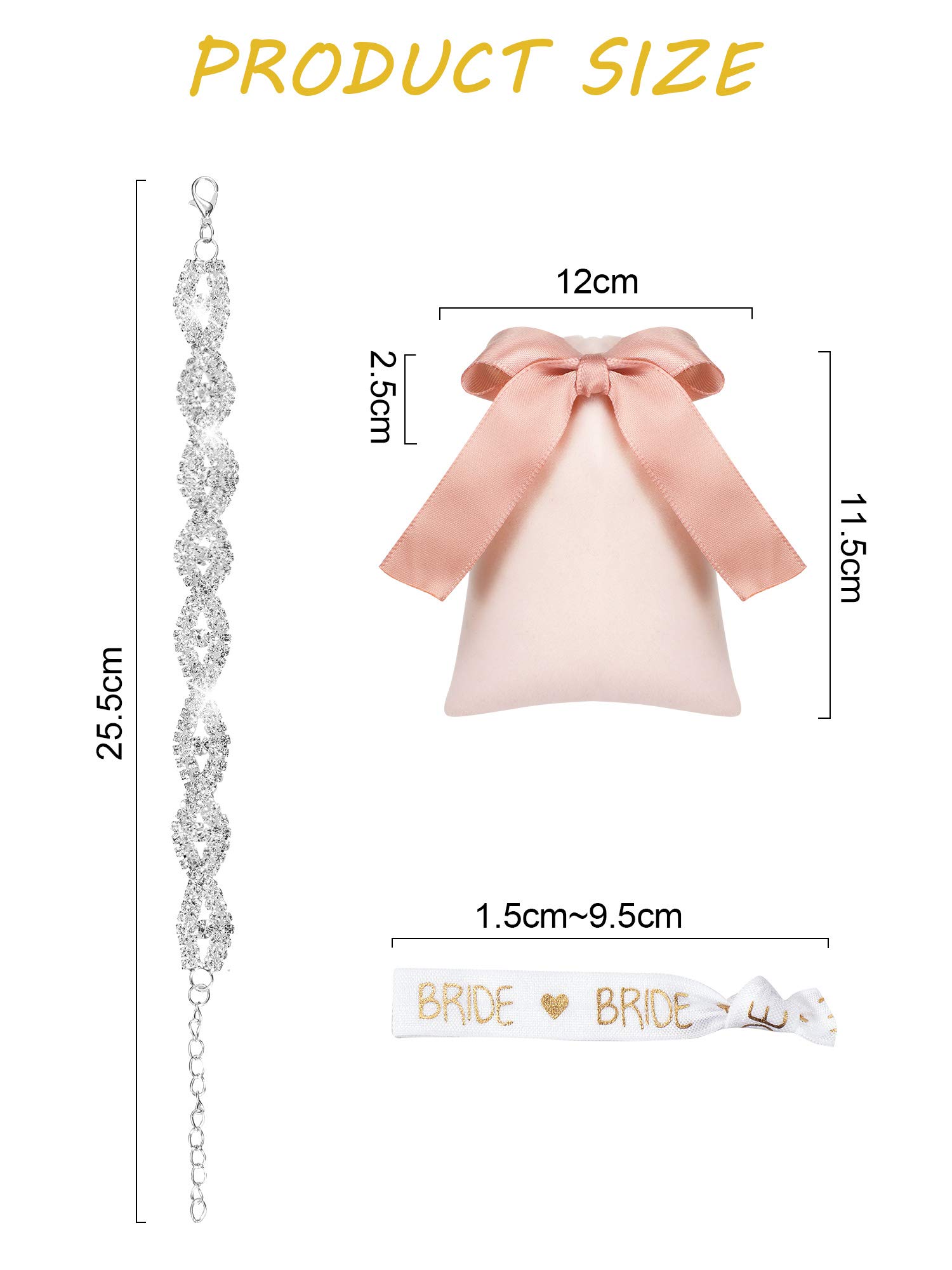 Hicarer 5 Pieces Bridesmaid Bracelets with Bride Hair Tie for Friend Wedding Gift