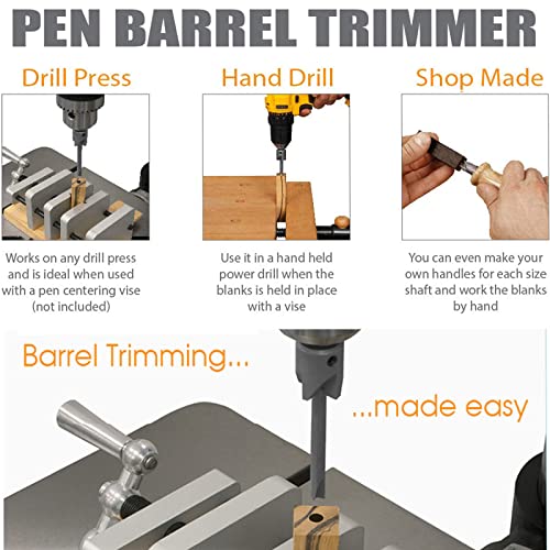 Pen Mill Set, 7 PC Pen Barrel Trimming System with 3/4 inch Cutting Head, 7mm, 8mm, 3/8 inch, 10mm Pilot Cutter Shafts, 0 Size Adaptor Sleeve and Hex Key Wrench, Pen Barrel Mill Trimmer Set by Tackpro