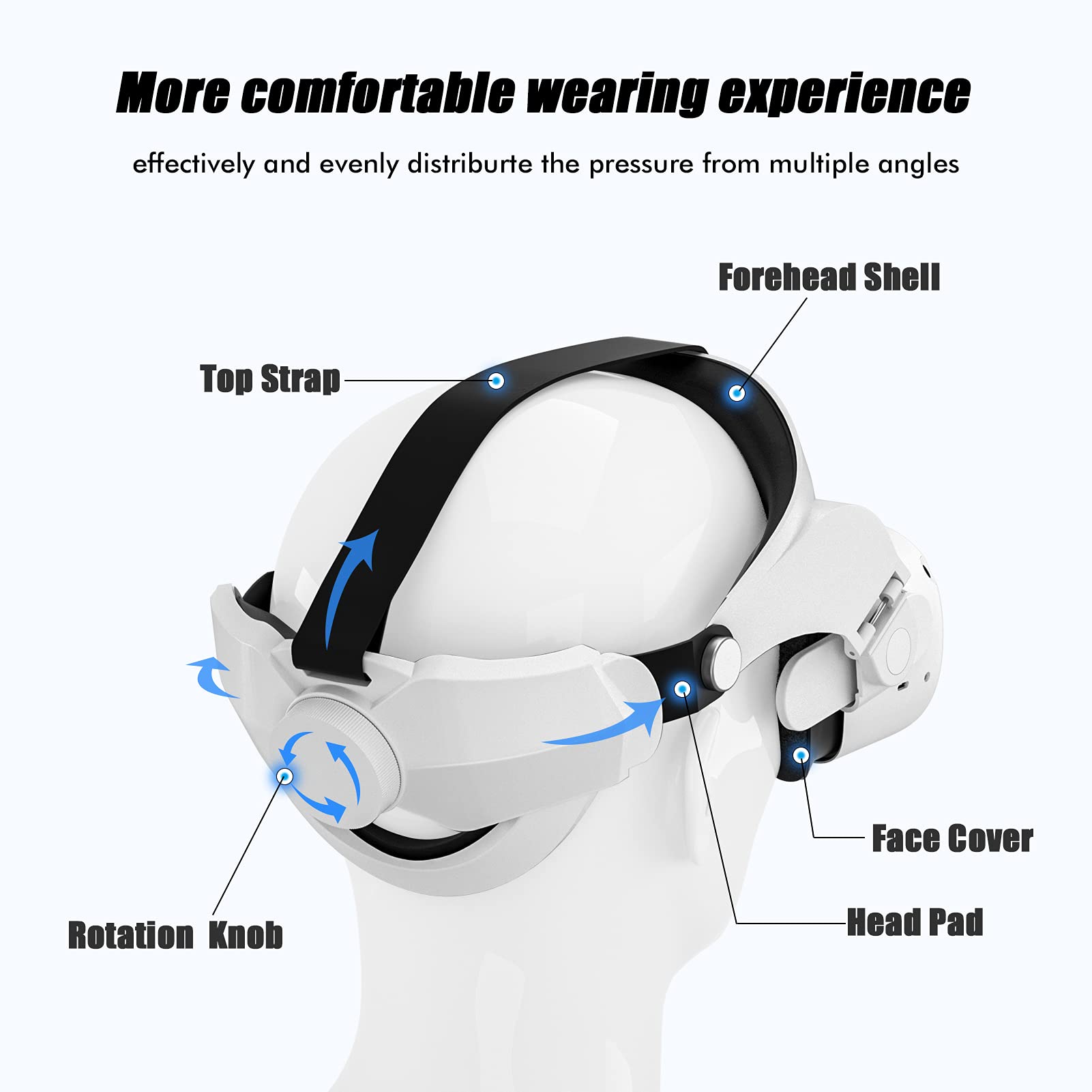 Head Strap for Oculus Quest 2, Halo Elite Strap & Silicone Face Cover Set for Oculus/Meta - Adjustable Replacement Accessories for VR - Reduce Face Pressure Comfortable Soft Touch (White)