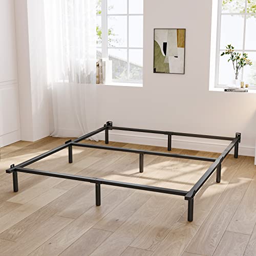 ZIYOO California King Bed Frame, 9 Legs Heavy Duty Bed Base for Box Spring and Mattress, 7 Inch Low to Ground, Non-Slip, Noise-Free, Easy Assembly, Black