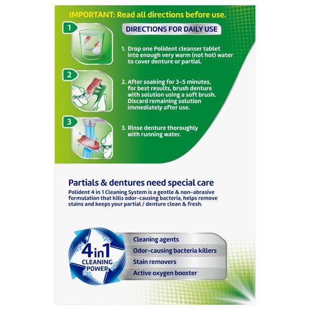 Polident 3 Minute Denture Cleanser β Denture Tablets with Triple Mint Flavor, Won't Scratch Dentures, Formulated To Dissolve Quickly (Pack of 3)