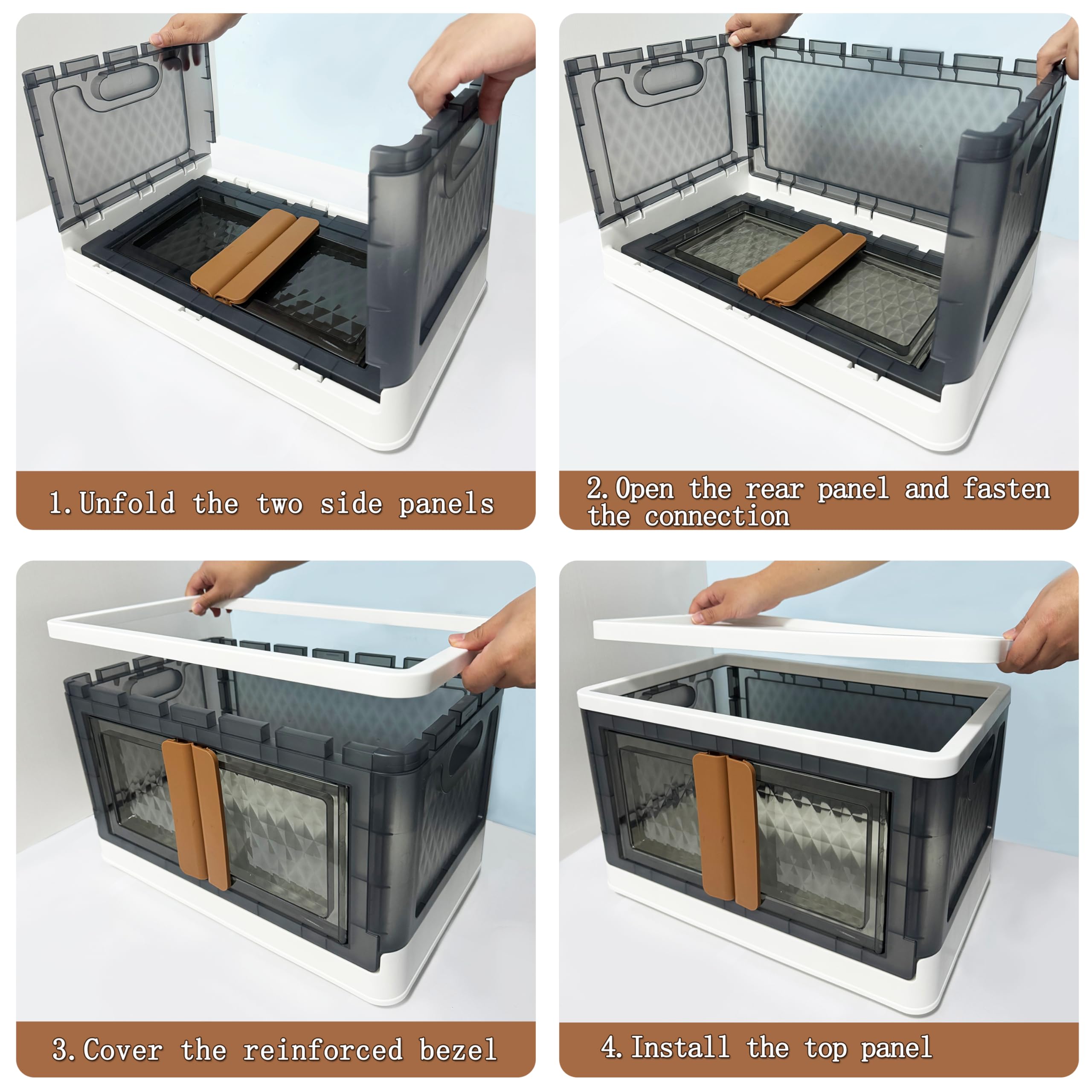 zunatu 8.4 Gal Plastic Storage Bins with Lids and Doors, Office Desk Organization and Storage Foldable Storage Baskets,2 Pack